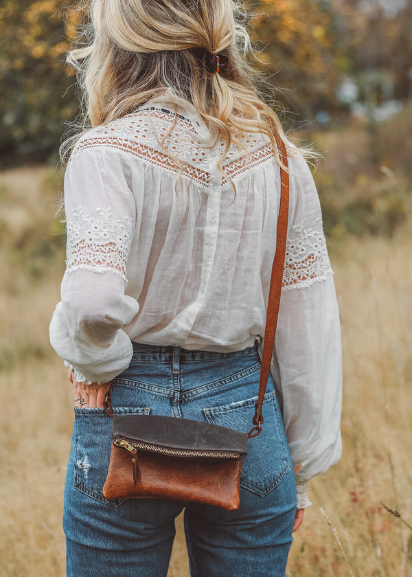 Waxed Canvas Crossbody - Oak Brown - GraceDesign